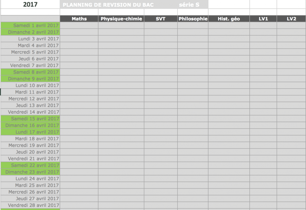 Planning de révisions du Bac | Superprof