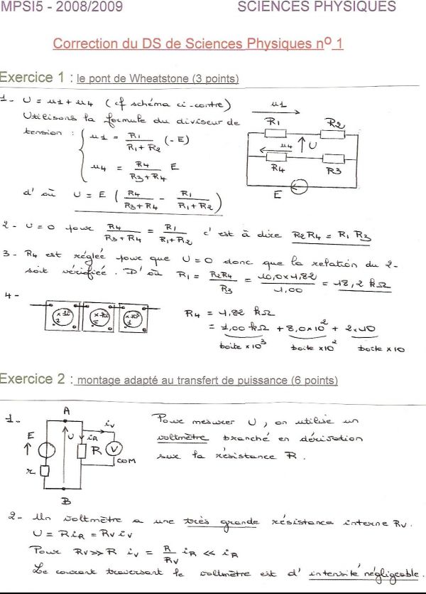 exercice electrocinetique corrigé