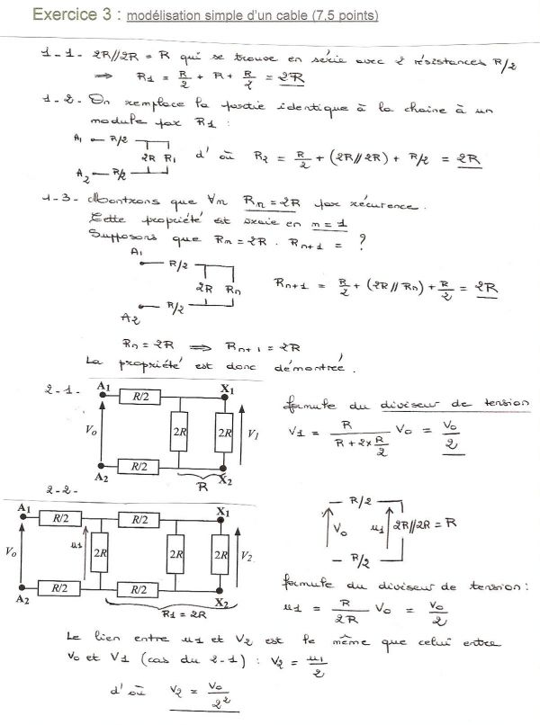 exercice electrocinetique corrigé